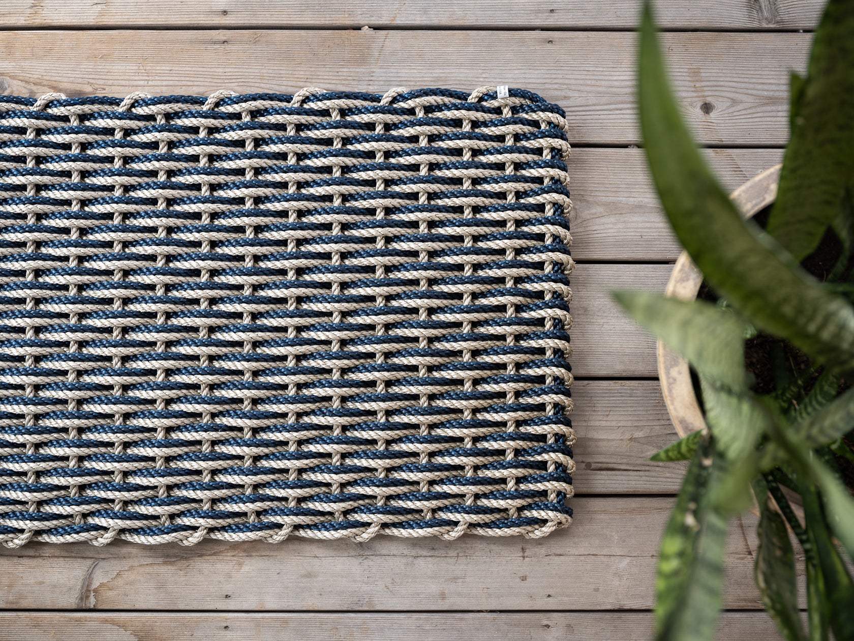 Sand + Navy Doormat | Woven Lobster Rope Doormats | The Rope Co