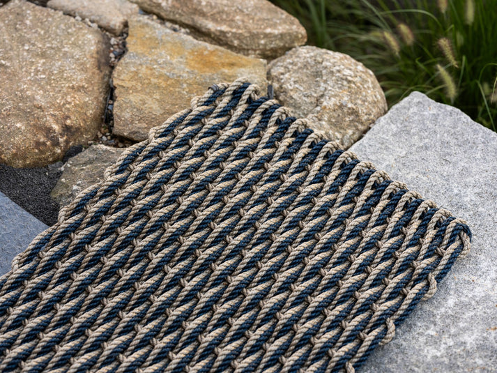 Sand + Navy Doormat | Woven Lobster Rope Doormats | The Rope Co