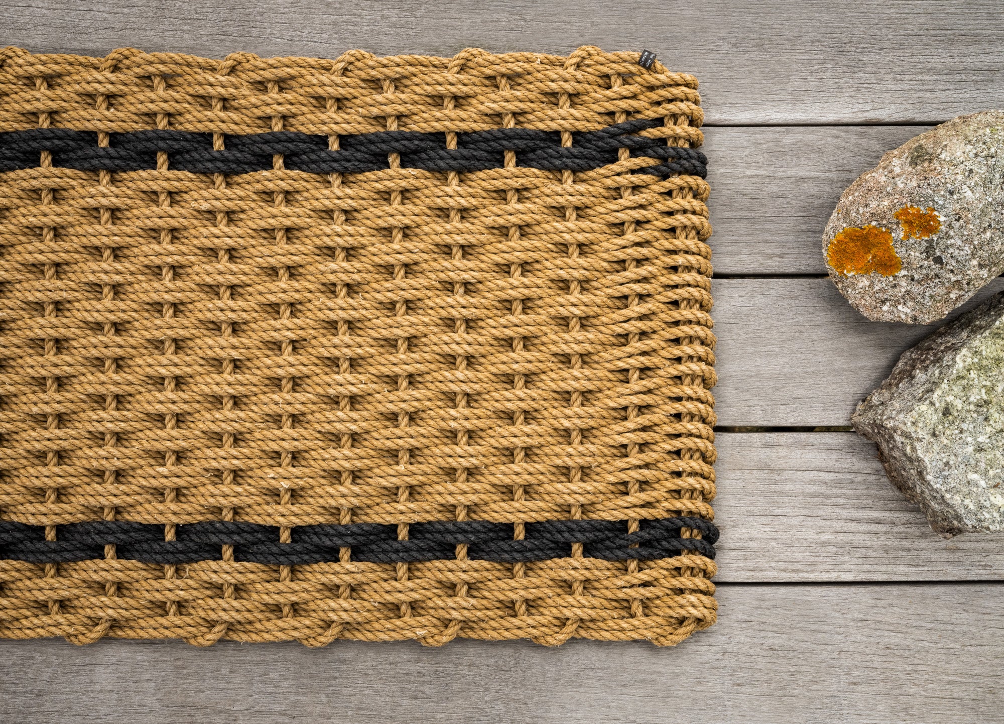 Wheat + Charcoal Stripes | Woven Rope Doormats | The Rope Co