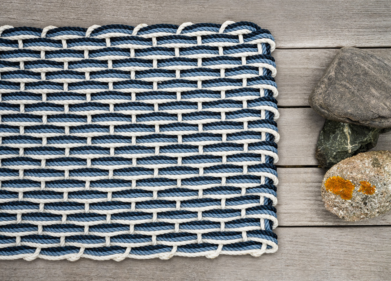 Pearl + Glacier Bay + Navy Doormat | Woven Lobster Rope Doormats | The ...